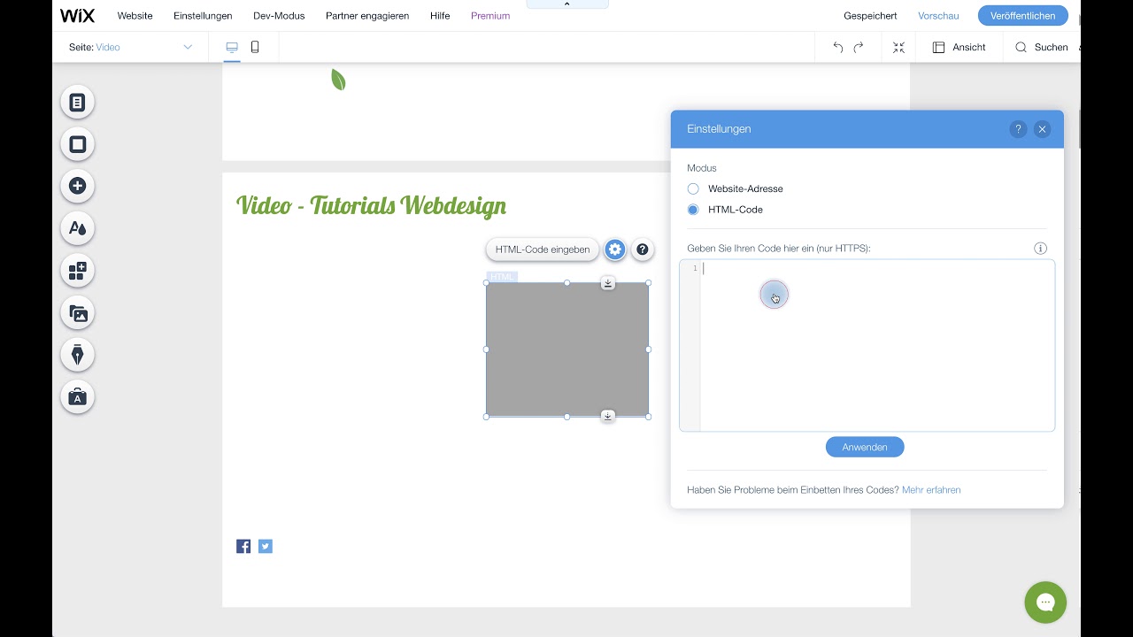 Wix - Video über Einbetten einbinden (HTML) - YouTube