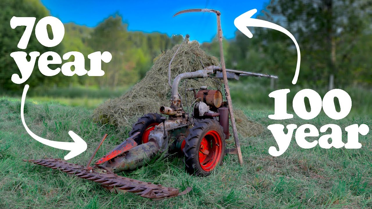Making hay with ancient farming equipment on our homestead🤠 - YouTube