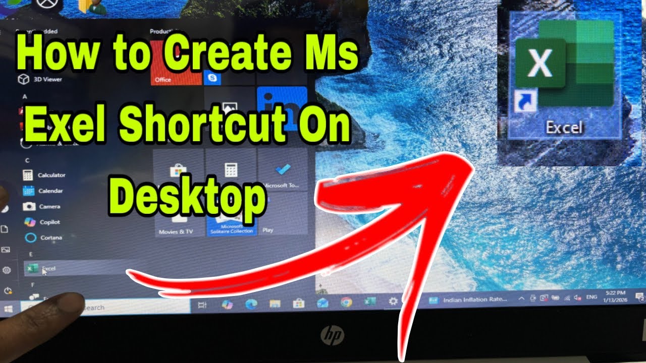 How to Create Ms Exel / Ms Word Shortcut On Desktop PC Screen Display ...