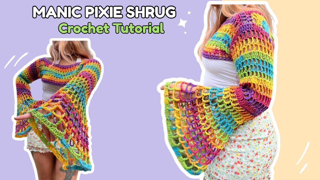 Crochet Bell Sleeve Mesh Shrug Tutorial | The Manic Pixie Bolero Pattern | AstroKnotty - YouTube