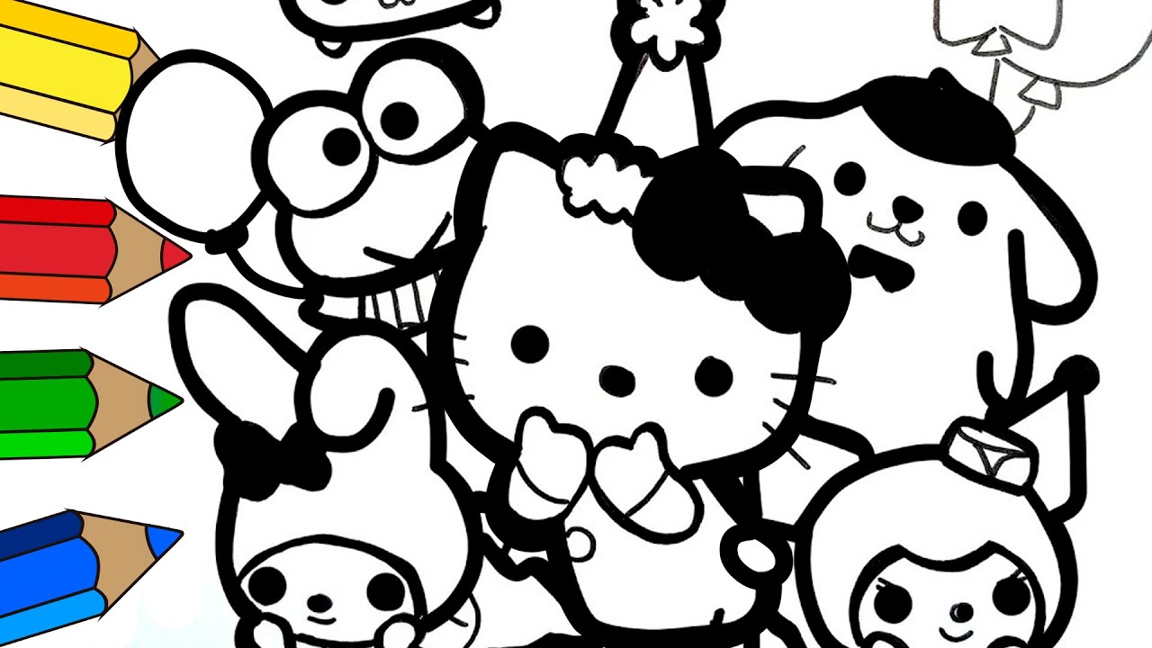 🔴How to draw Hello Kitty Birthday Party Surprise and Friends🎈How to ...