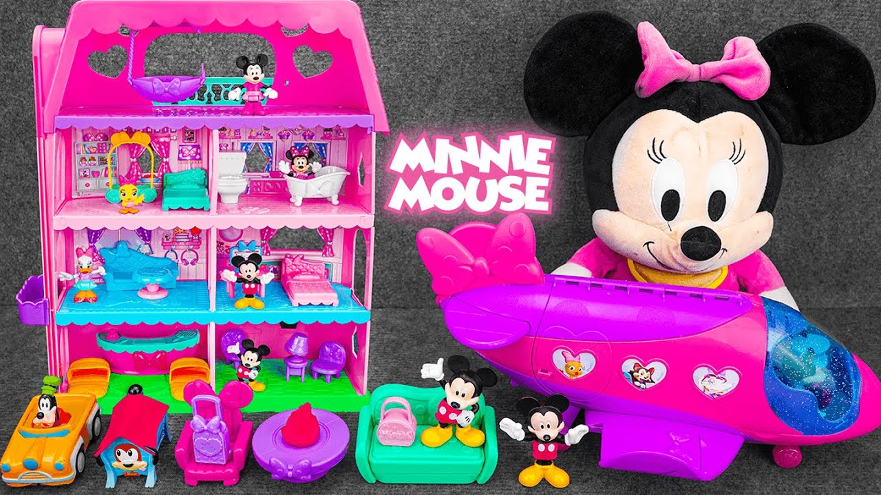 Satisfying with Unboxing Disney Minnie Mouse Cute Airplane Playset ...