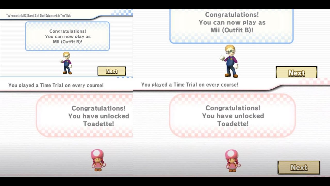 How To Unlock Toadette And Mii (Outfit B) In Mario Kart Wii - YouTube