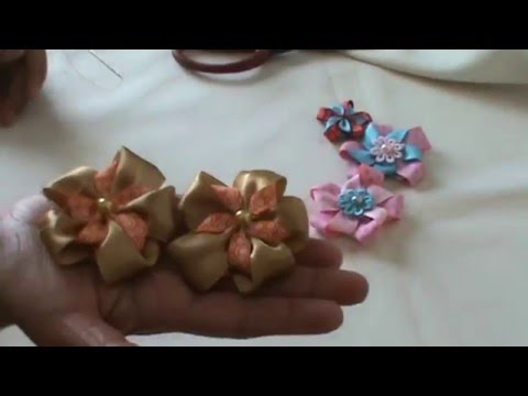 Pinwheel Ribbon Flower -1 - YouTube