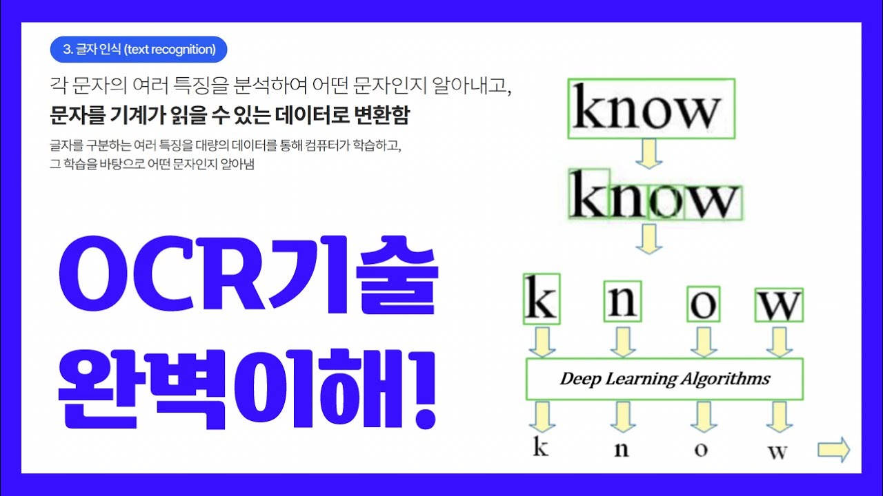 광학문자인식ocr 기술 개념 원리 한계 총정리 데이터바우처지원사업 인공지능 빅데이터 딥러닝 디자인 Youtube