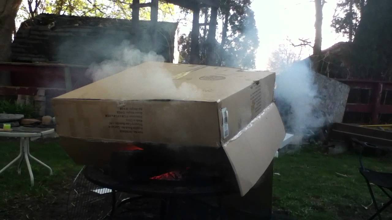 big cardboard box burning - YouTube