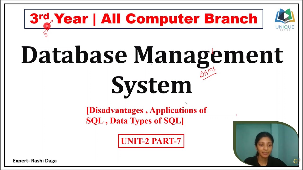 U2 P7 Disadvantages of SQL , Applications of SQL , SQL Data Types - YouTube