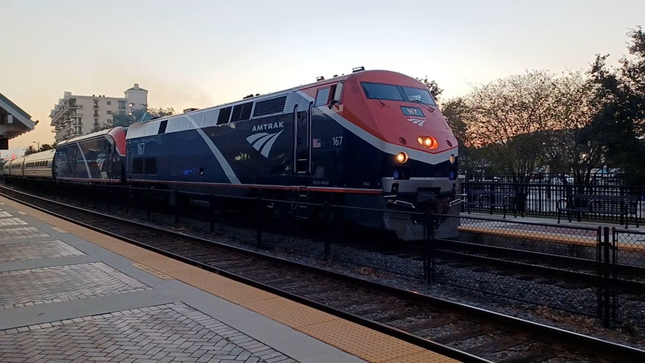 Amtrak 167 Leading the Silver Star With Happy Engineer in Kissimmee, FL ...