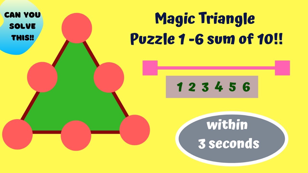 Magic Triangle Puzzle 1 To 6 Sum Of 10 Can You Solve This Magic Magic Triangle Puzzle 1 To 6 Sum Of 10 Can You Solve This Magic