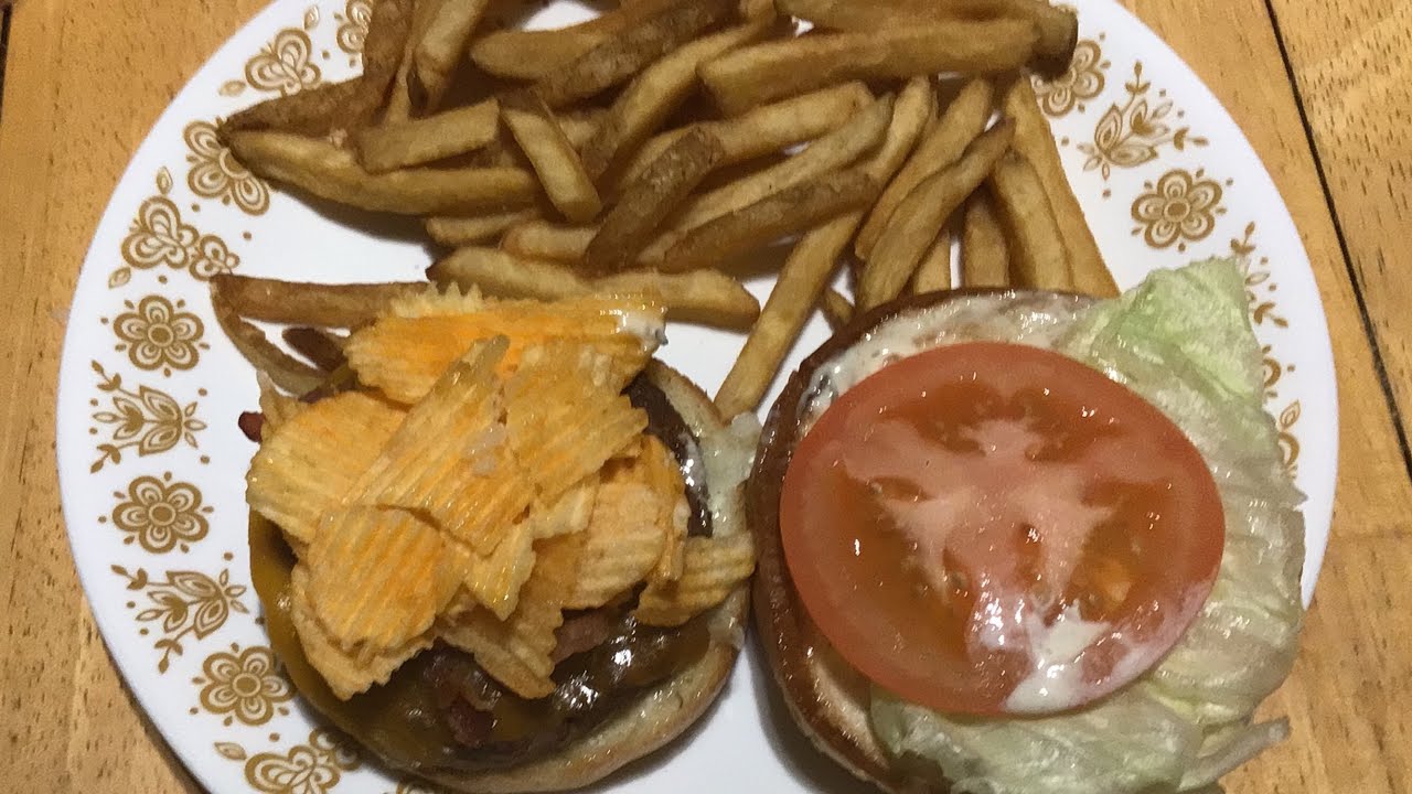 Trying out the new A&W raffles crunch teen burger with french fries ...