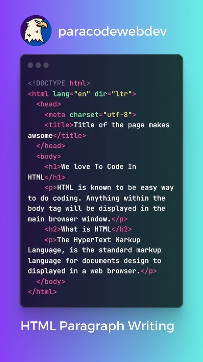 HTML Paragraph writing in website - YouTube