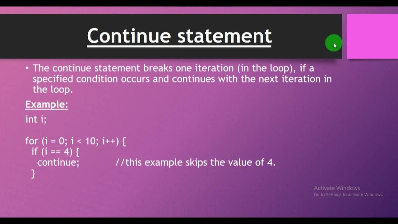 Continue statement in C language || Lecture 19 - YouTube