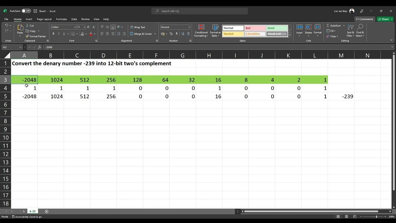 Denary To 2's Complement Conversion - YouTube