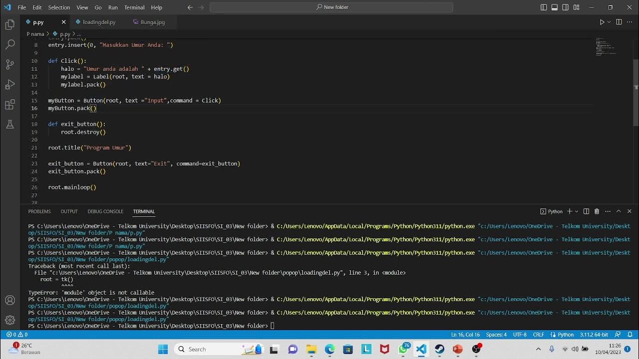 Demo Program GUI Tugas TKINTER 1 - YouTube