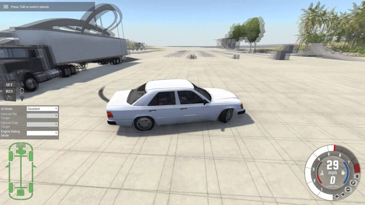 BeamNG.drive - Truck/18 Wheeler with trailer fun and Mercedes Benz 500E ...