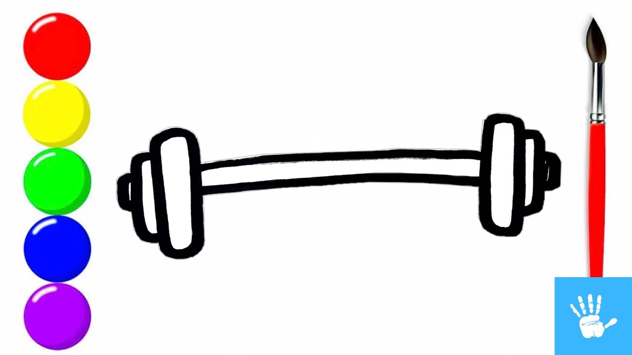How To Draw a Barbell for Children | Bolalar uchun barbell rasm chizish ...