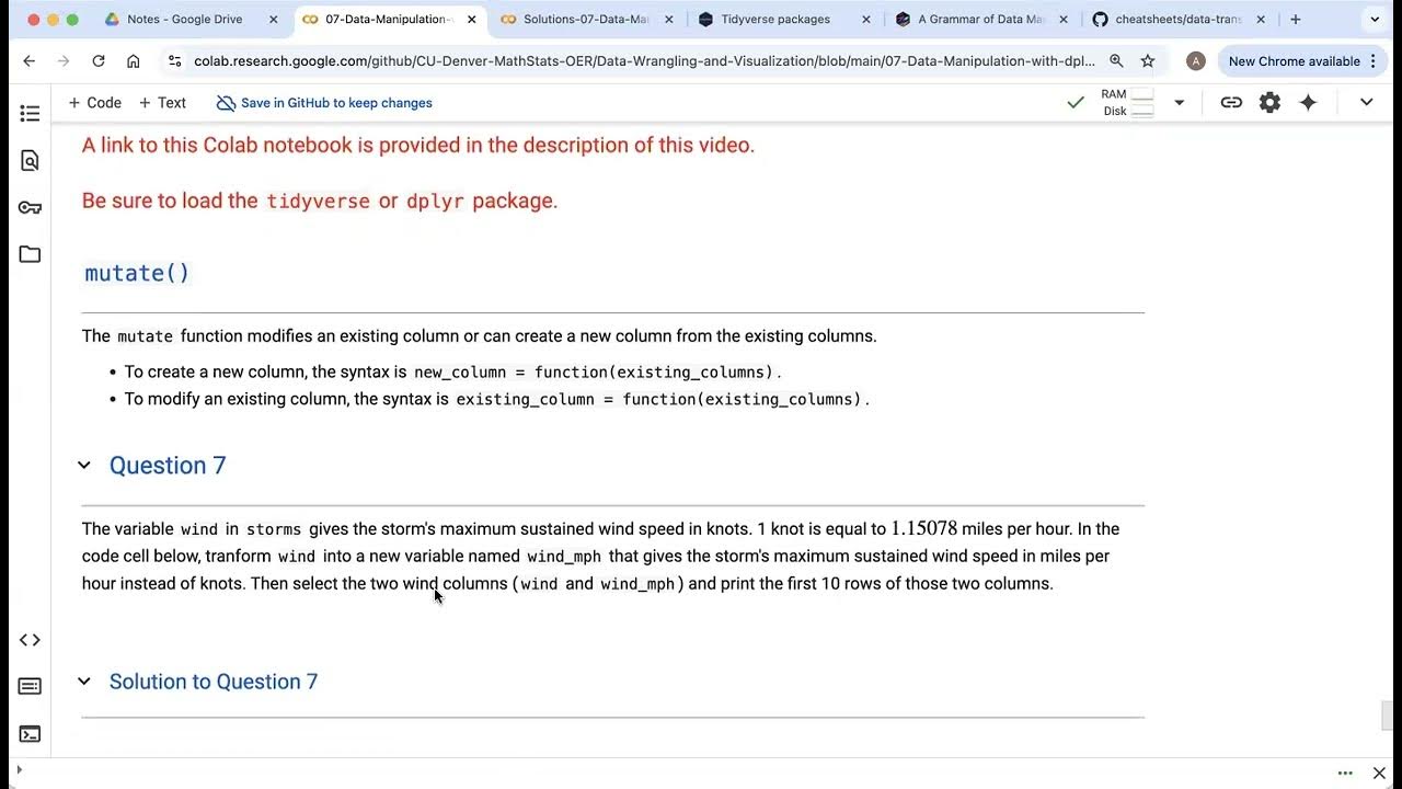 The mutate() Function in dplyr - YouTube