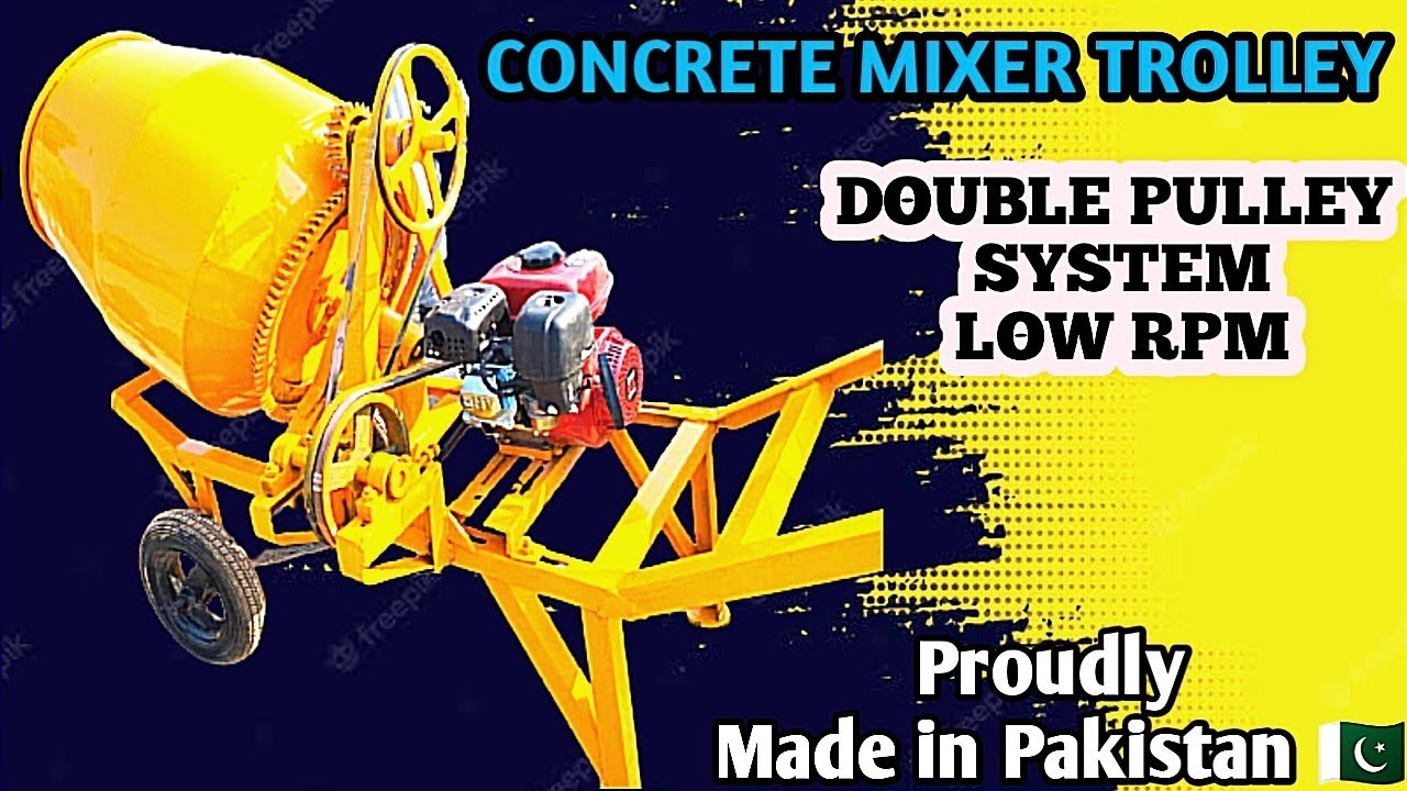Mini Concrete Mixer Trolley With Petrol Engine - Double Pulley System ...