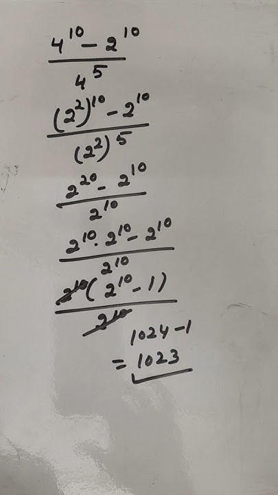 4¹⁰ - 2¹⁰ / 4⁵A Nice exponential Question |Algebra solution Maths Olympiad#shorts #viralshorts ...