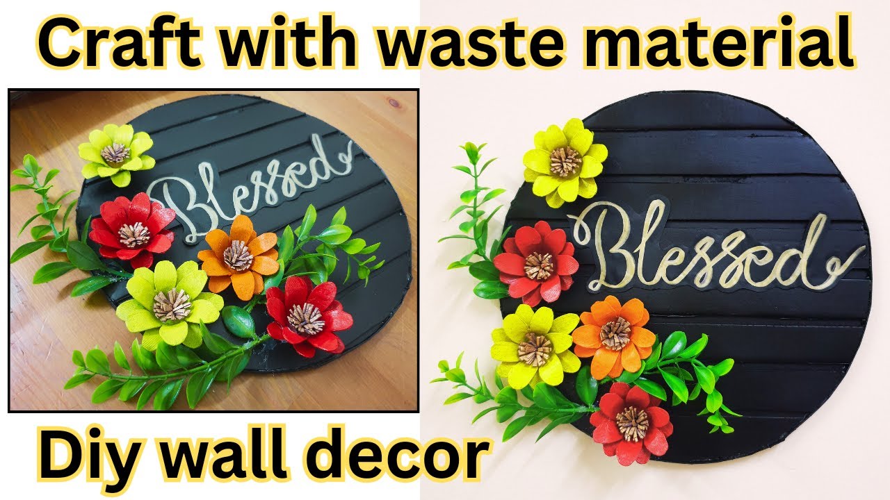Waste material craft | Wall decor with waste material | cardboard craft ...