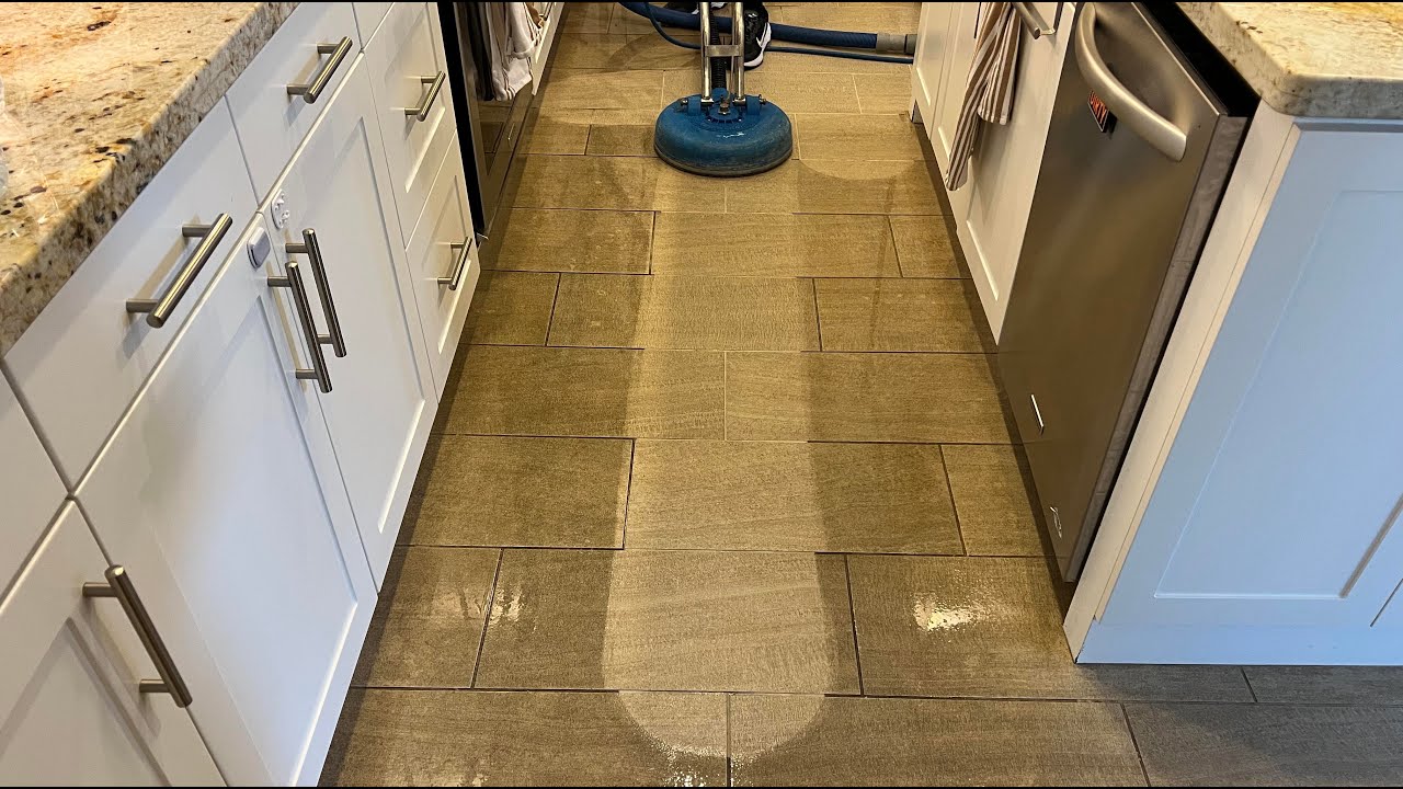 Very Dirty Porcelain Tile Floor Professional Cleaning! 4k Quality - YouTube