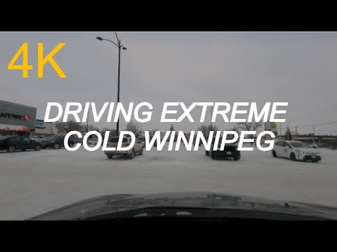 4K 24fps - Extreme Cold Winter Driving Keewatin to Tyndall in Winnipeg ...