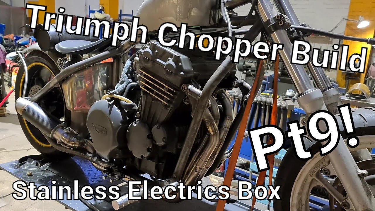 Triumph Chopper Build Pt9 Custom Stainless Electric Box Rigid Frame # ...