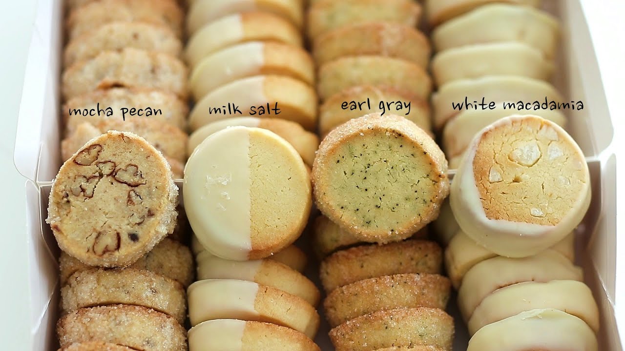 선물하기 좋은 고급스러운 사브레 쿠키박스 만들기/우유소금쿠키/화이트마카다미아쿠키/얼그레이쿠키/모카피칸쿠키/베이킹박스/Making ...