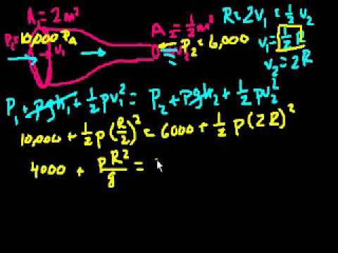 Bernoulli's example problem Fluids Physics Khan Academy - YouTube