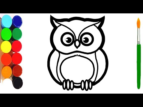 Owl 🦉 Drawing, Painting and Coloring for kids and toddlers | Draw owl # ...