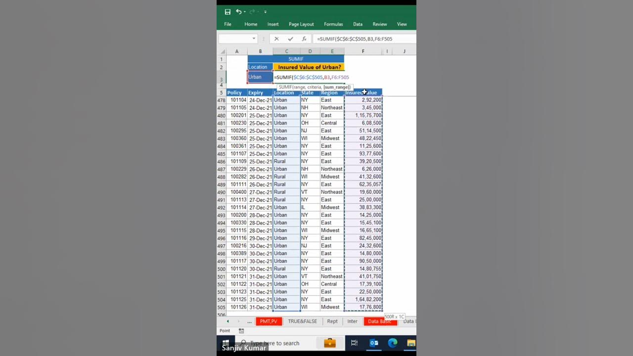 Sumif Function In Excel Sumif Excel Exceltips Excelfunctions Excelformulas Sanjivkumar