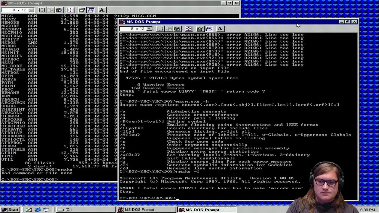 Compiling MS-DOS 4.0 on Windows 98 !!! - YouTube
