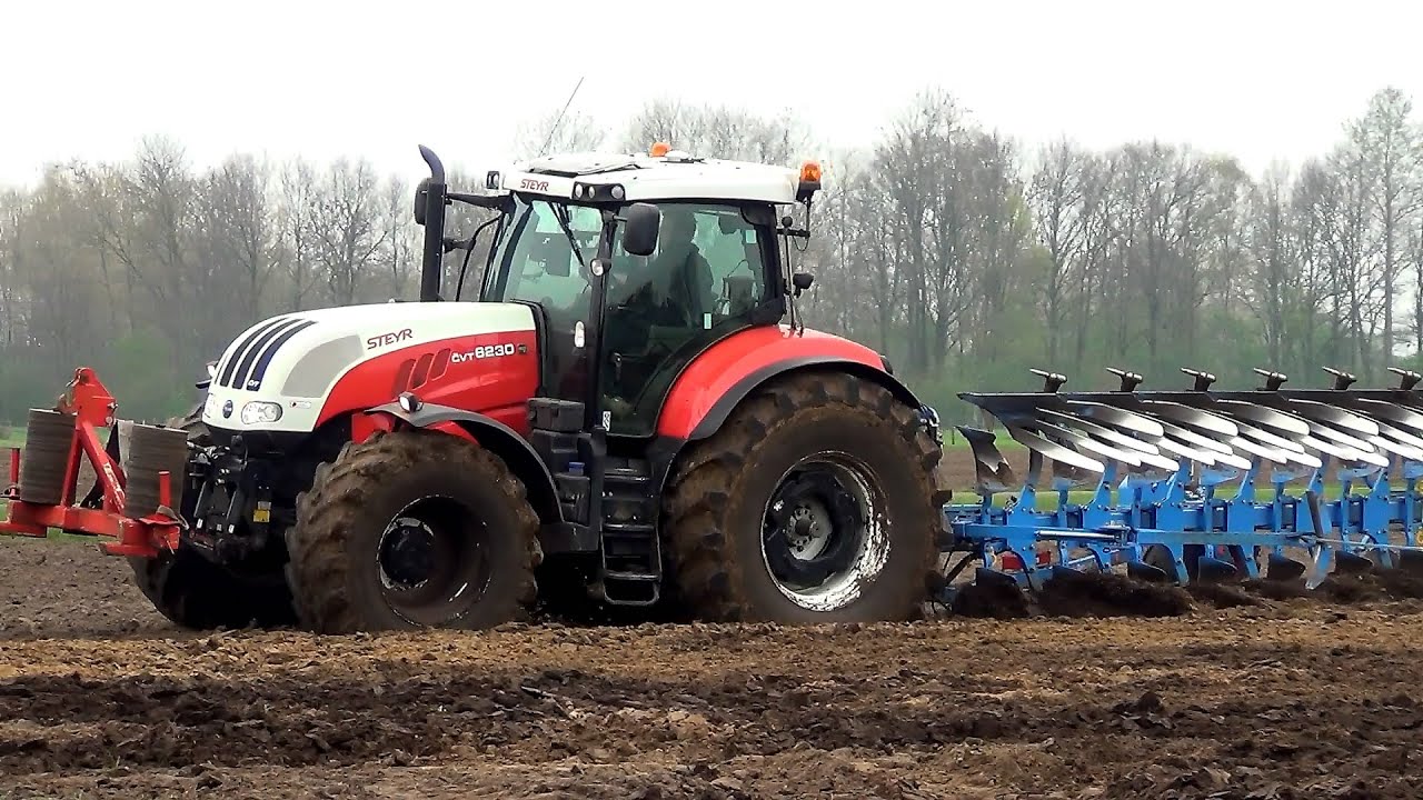 Steyr CVT 6230 en Lemken 7 schaar VariTansanit 8 hybride ploeg - YouTube