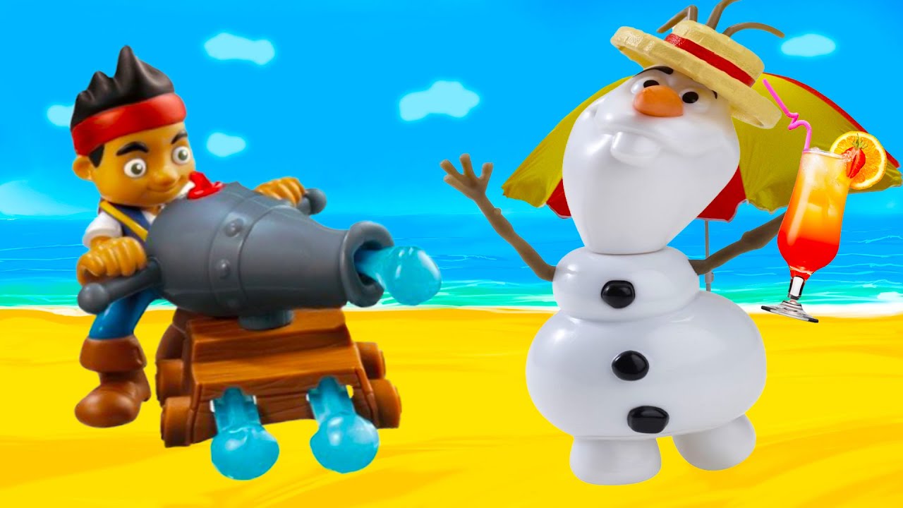Disney Olaf , Barbie Dolls, Jake and Neverland Pirates Play on the ...