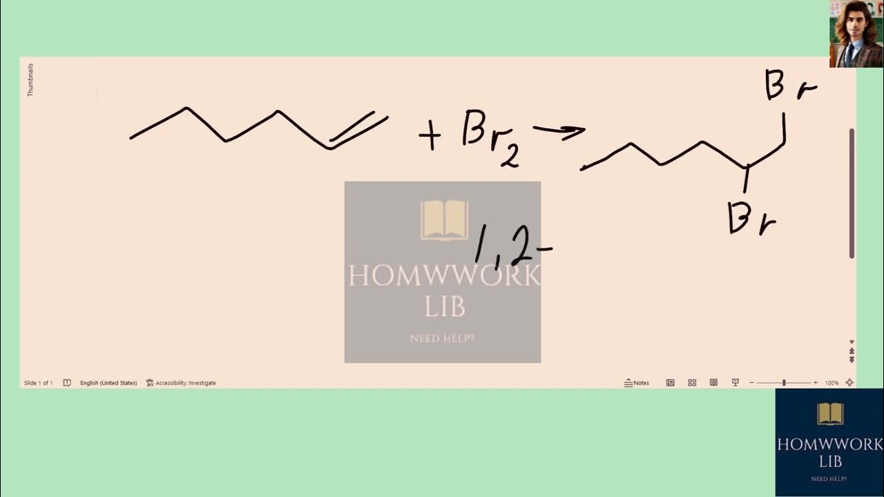 [Chemistry] Bromination of 1-hexene using structures - YouTube