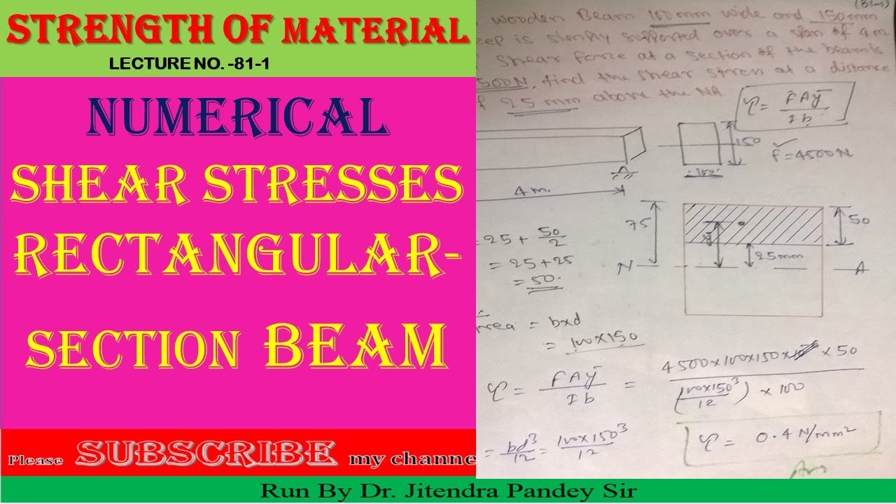 SOM (Lect No 81 -1) Numerical on Shear Stress in Beam of Rectangular ...