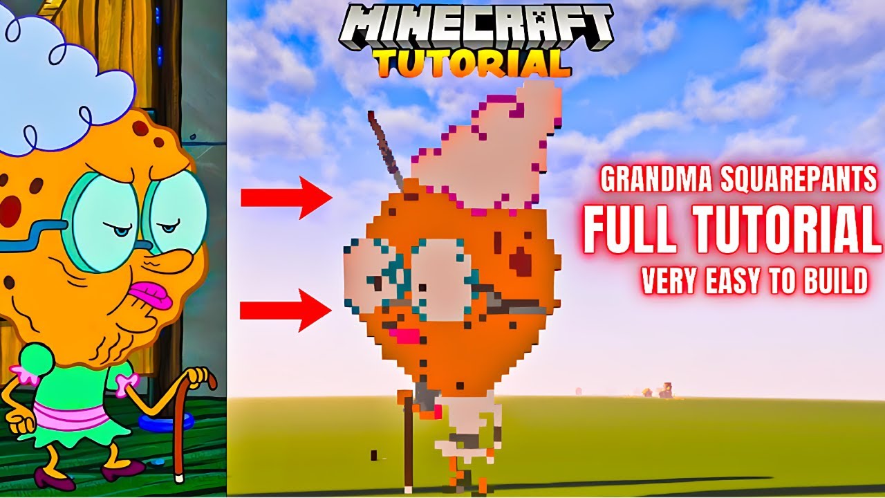 Minecraft Pixel Art Tutorial #87 | How to Build Grandma SquarePants in ...