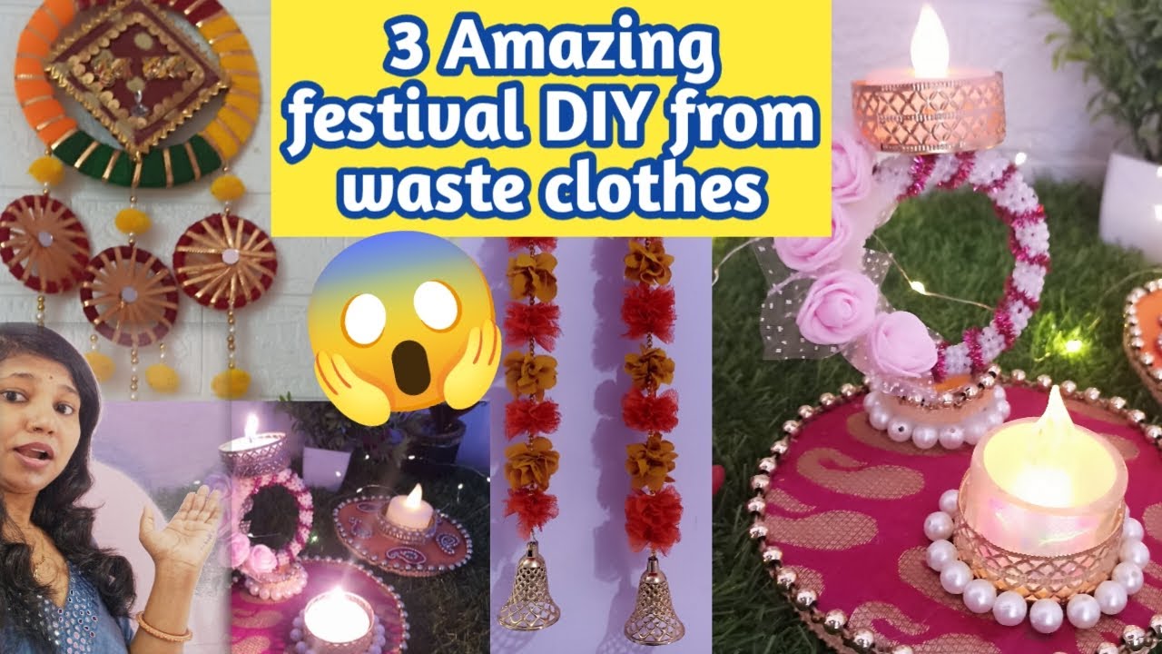 3 Amazing festival DIY from waste materials for diwali decor/ Diwali ...
