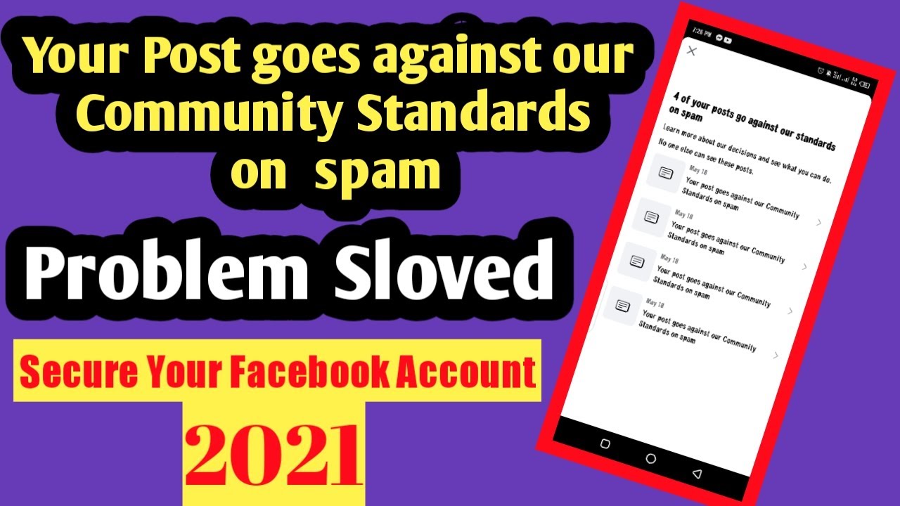 Your post goes against our community standards on spam facebook||secure ...