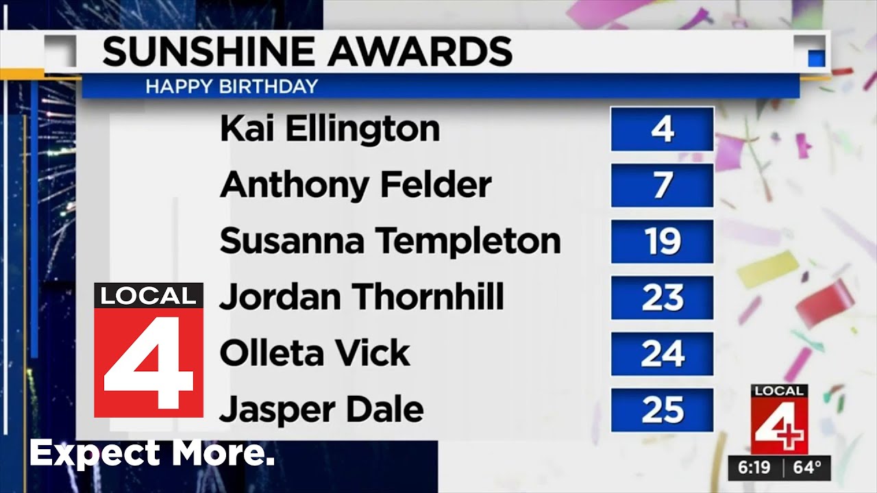 WDIV Sunshine Awards: Happy birthday on Aug. 26, 2023 - YouTube
