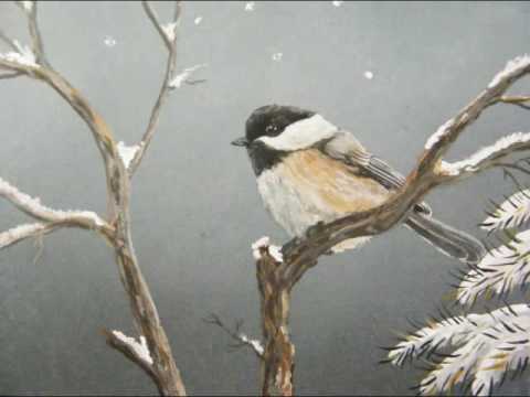 WILDLIFE ART - Chickadee in winter - YouTube
