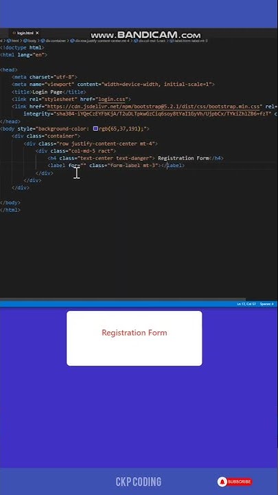 How to make Registration Form Using HTML, CSS & Bootstrap. #shorts ...
