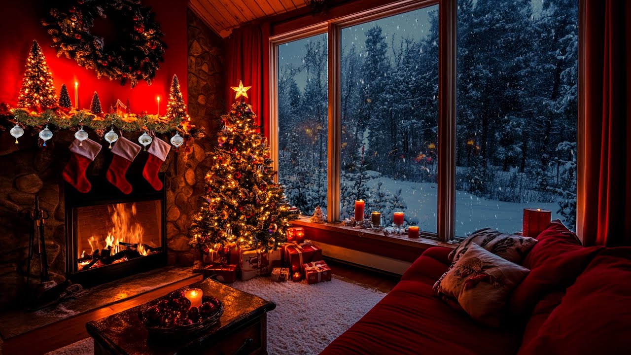 Christmas Chill | Drift to Sleep with the Warmth of a Fireplace on a ...