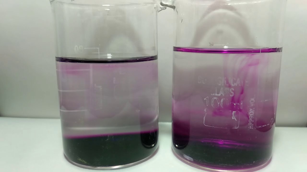 Diffusion of KMnO4 in water......Time lapsed... - YouTube