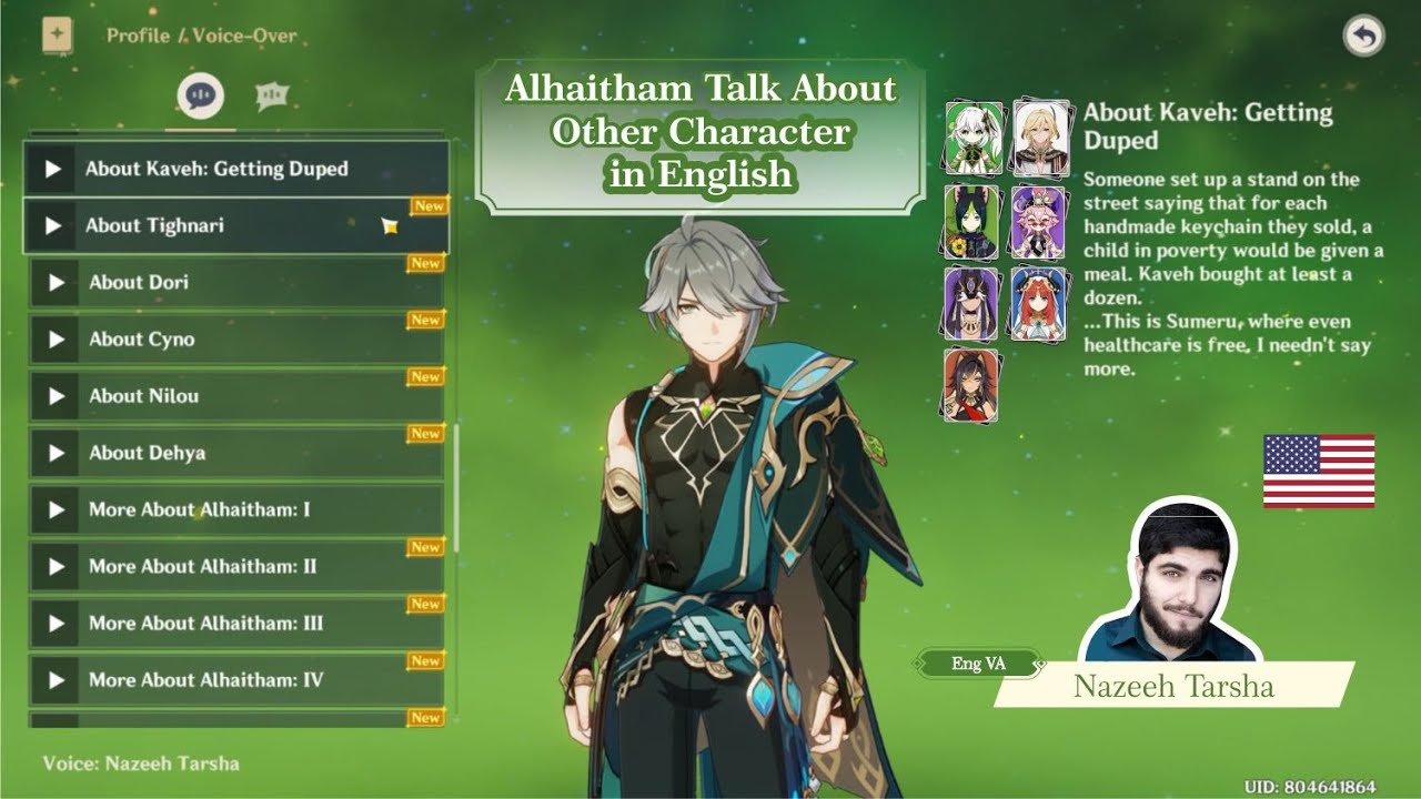 Alhaitham Talks About Other Characters in English by Nazeeh Tarsha (Eng ...