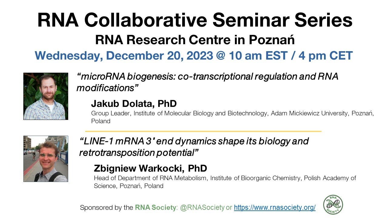 RNA Collaborative - RNA Research Centre in Poznań, December 20, 2023 ...