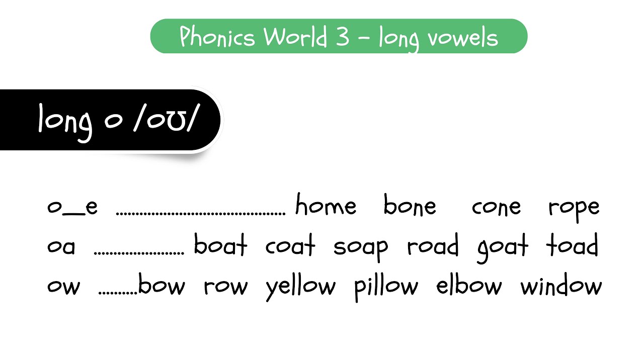 long o /oʊ/ :: phonics world 3 long vowels - YouTube
