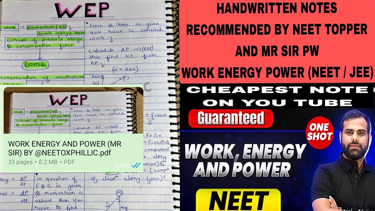 Work, Energy and Power Handwritten Notes by MR Sir | Class 11 Physics ...