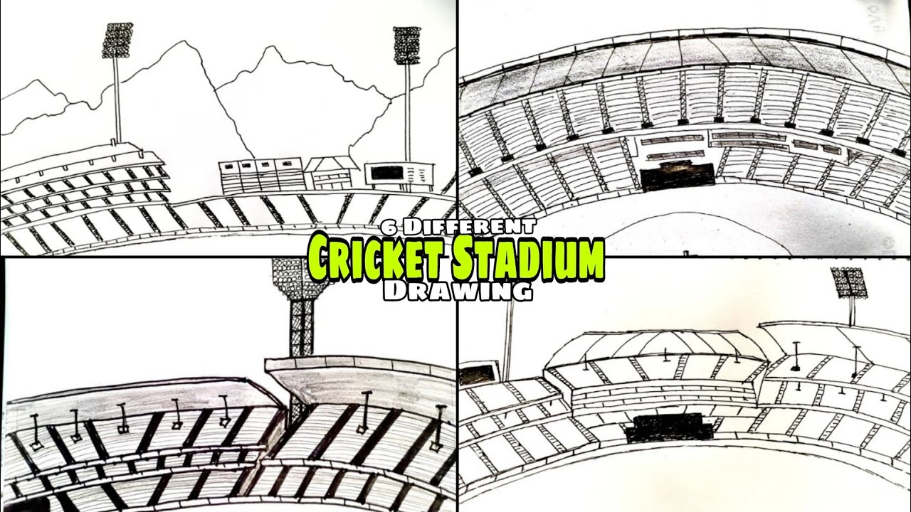 How to draw Cricket Stadium - Drawing Compilation - SHN Best Art - YouTube