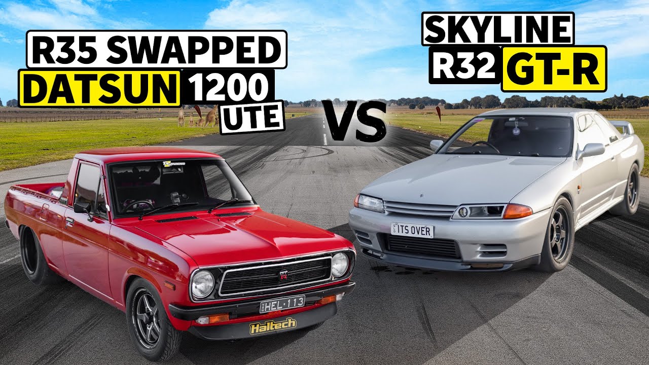 1600hp Skyline GT-R R32 vs R35 Swapped Datsun Pickup // THIS vs THAT ...